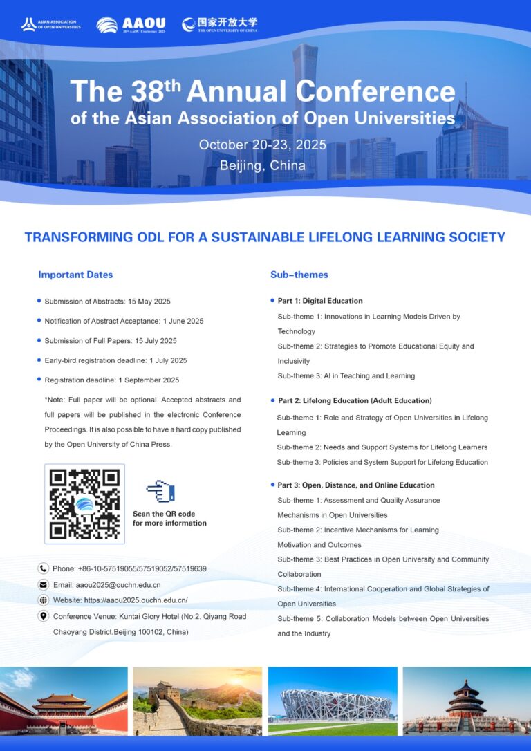 The 38th AAOU Annual Conference 2025 Calls for Papers! | Asian ...
